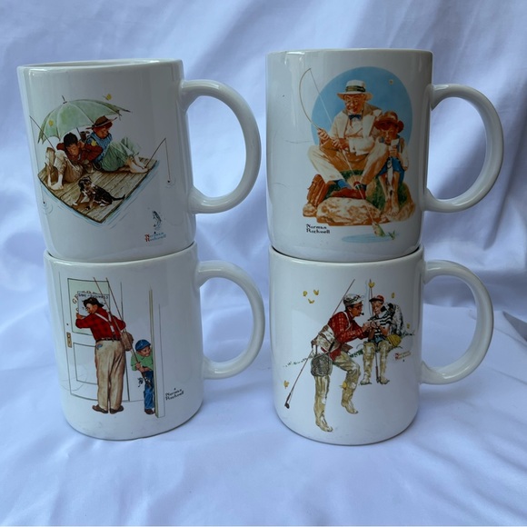 Norman Rockwell | Dining | Complete Set Of 4 987 Vintage Museum Series ...
